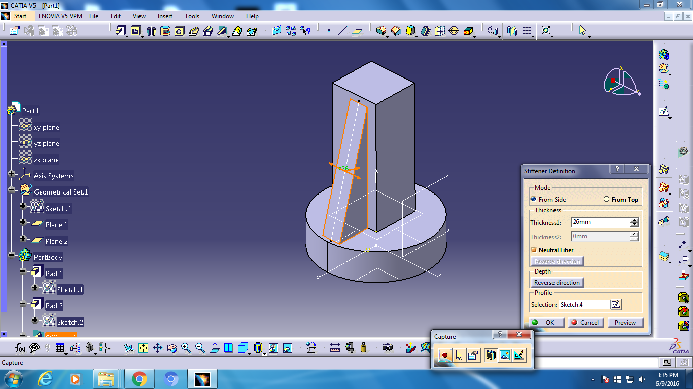 How To Use Stiffener Command In Catia V5 Grabcad Questions