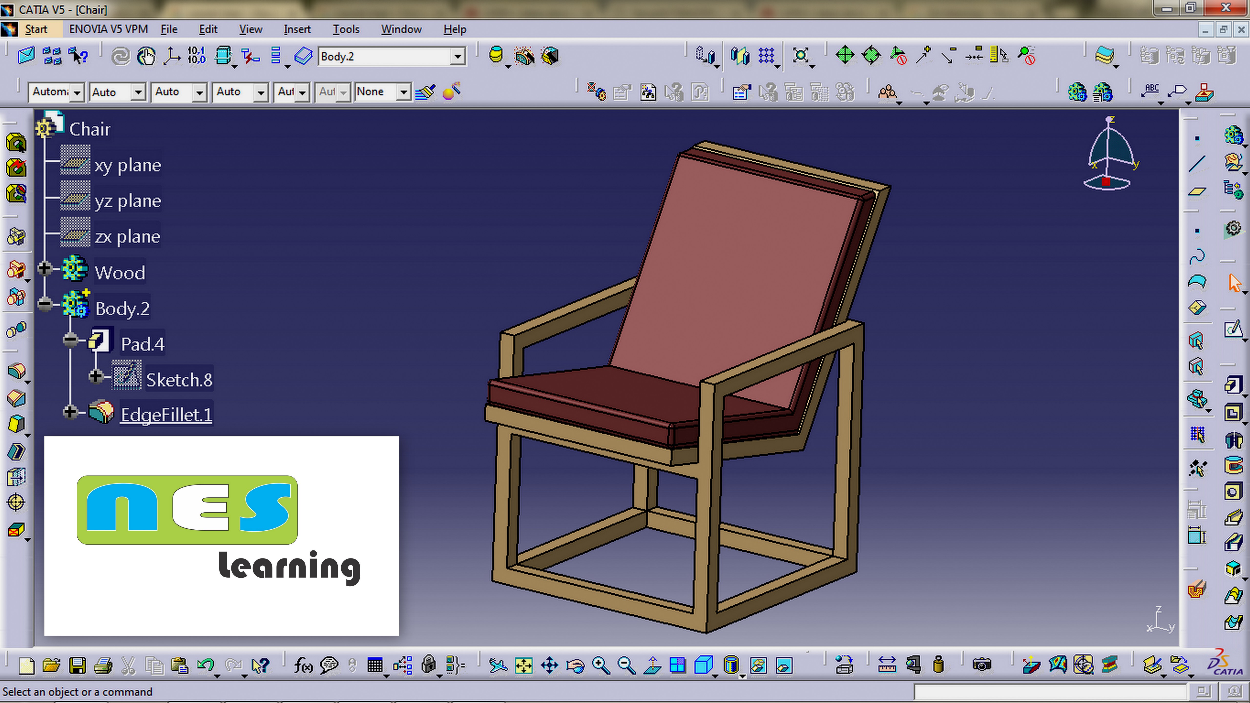 CATIA V5/V6 Tutorial | Wood Chiar | GrabCAD Tutorials