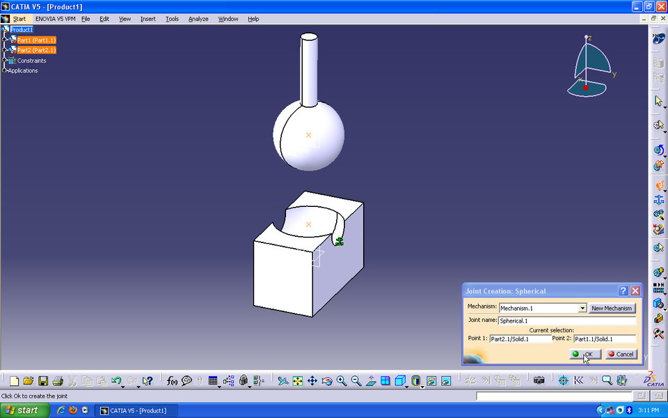 Tutorial: DMU Kinematics-Spherical Joint-Part1. - GrabCAD