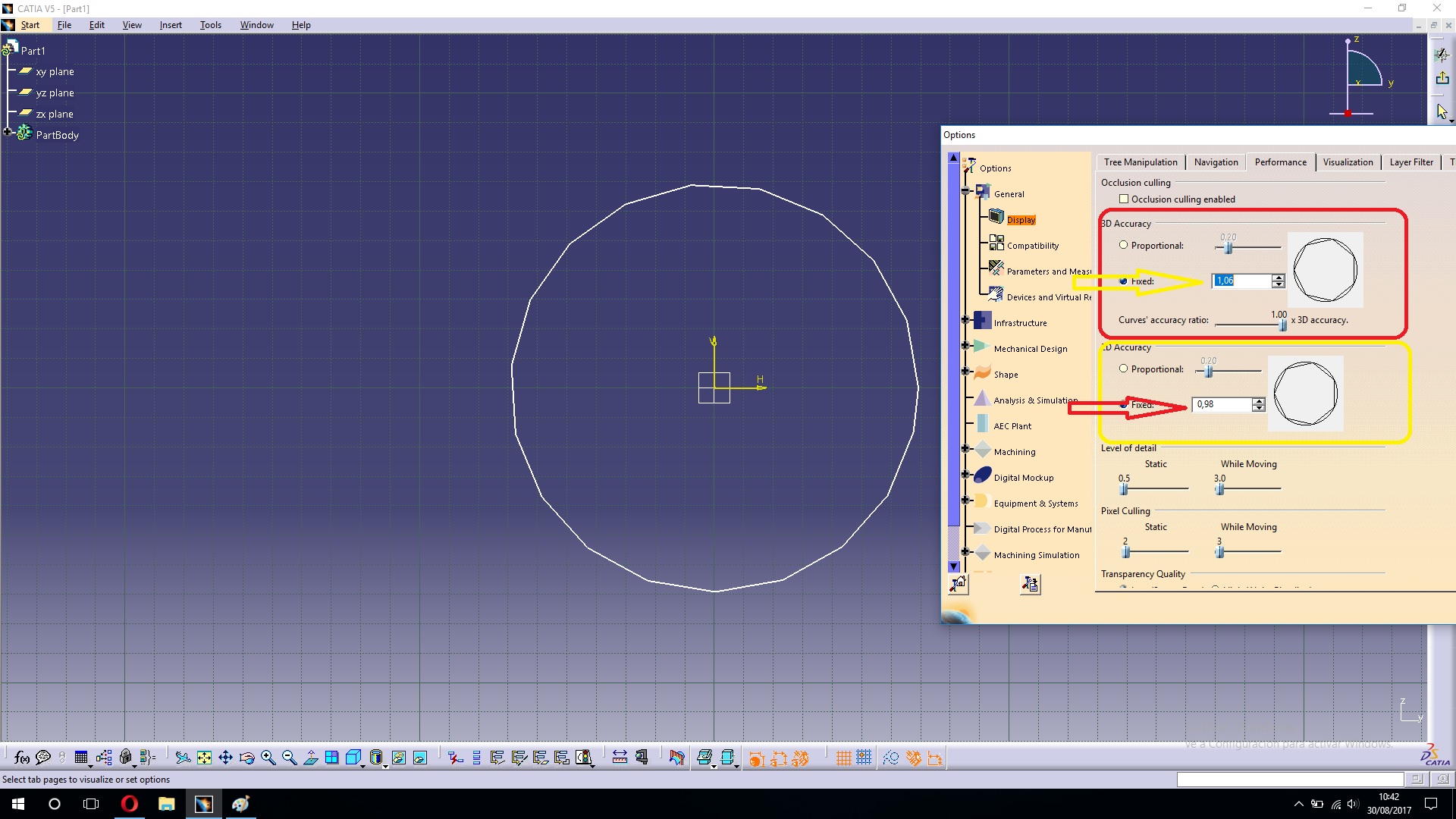Improvement of rendering in circles, catia v5(Mejora de renderización ...