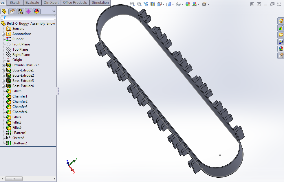 Sketch Driven pattern-belt part | GrabCAD Questions