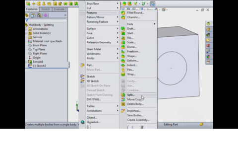 How does split body command work in SolidWorks? - GrabCAD