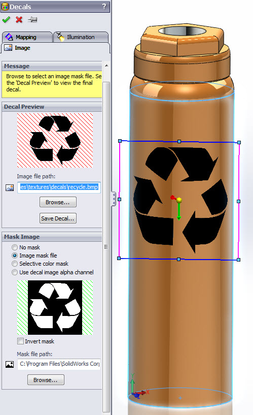 SolidWorks Multi-Color (Transparent) Decals - (Mask Image Feature ...