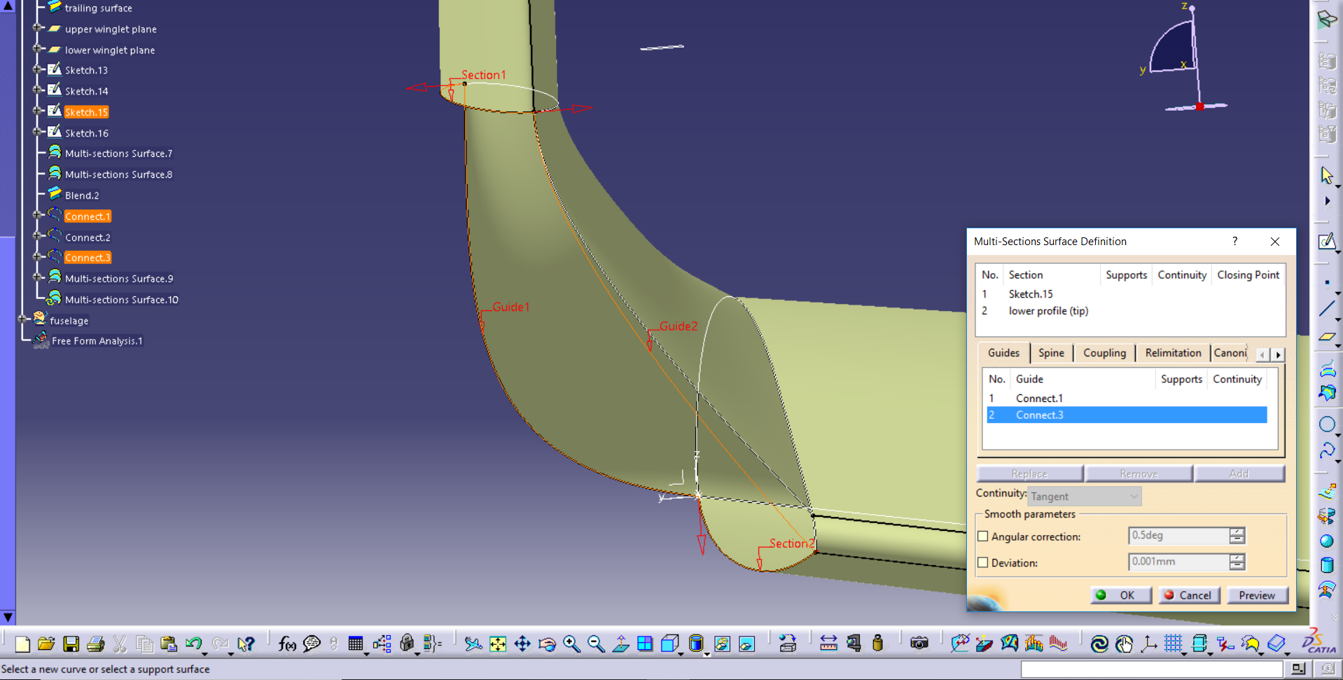 Error When Multi Section Surface Grabcad Questions