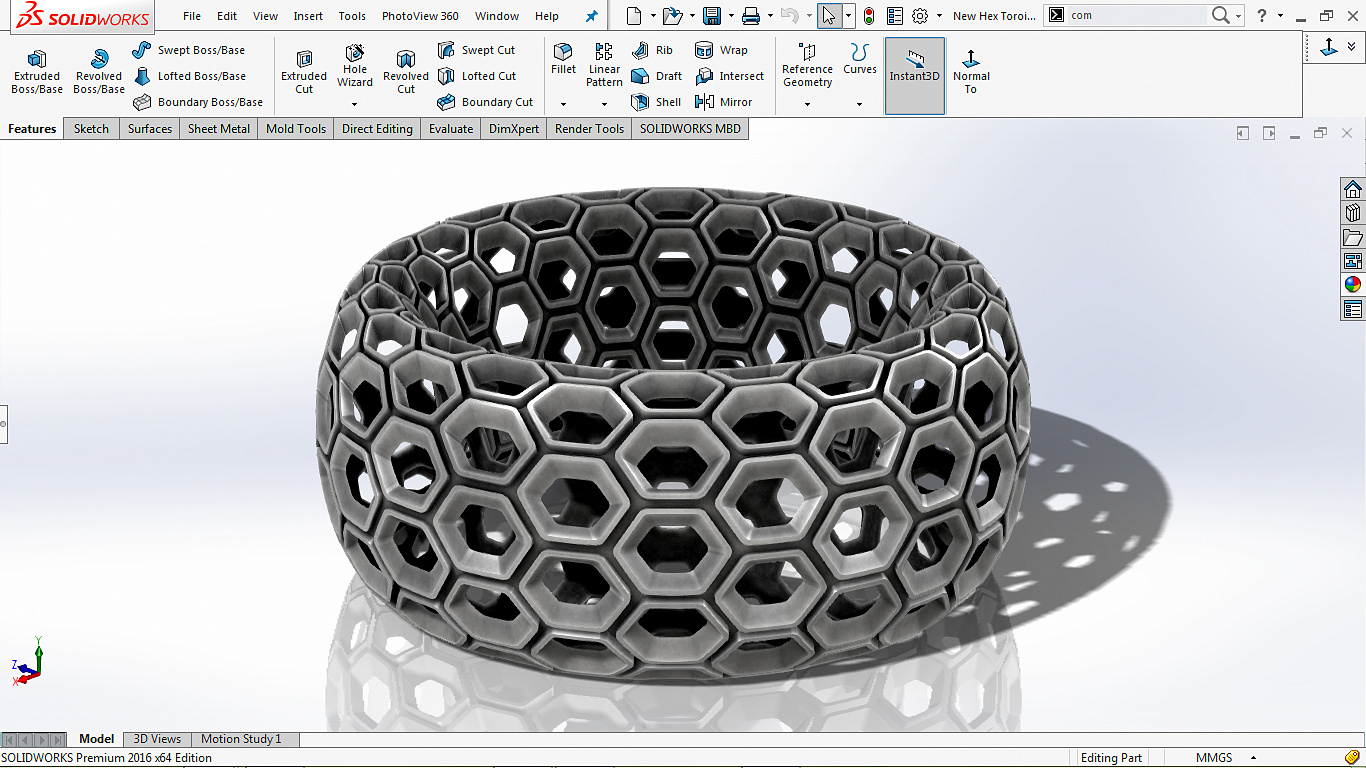 Complex Honeycomb Pattern on Toroid Ring in Solidworks | GrabCAD India | GrabCAD Groups