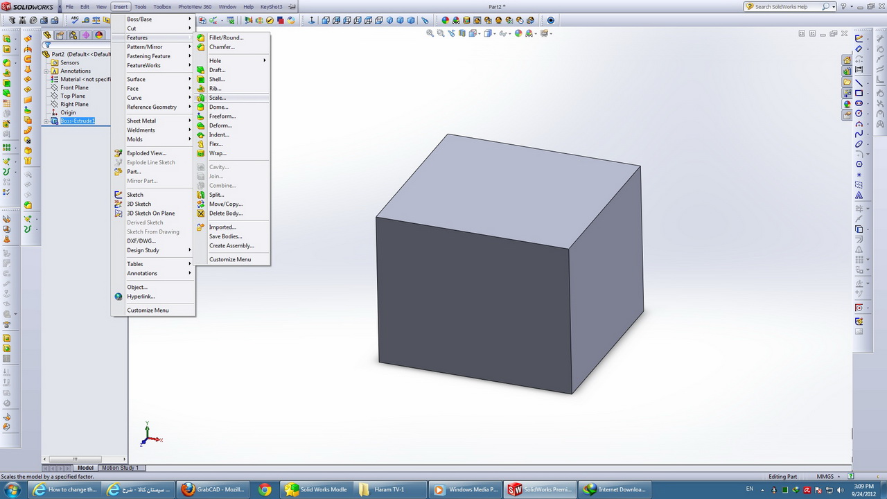 How to change the scale of the modal in solidworks ?? | GrabCAD Questions