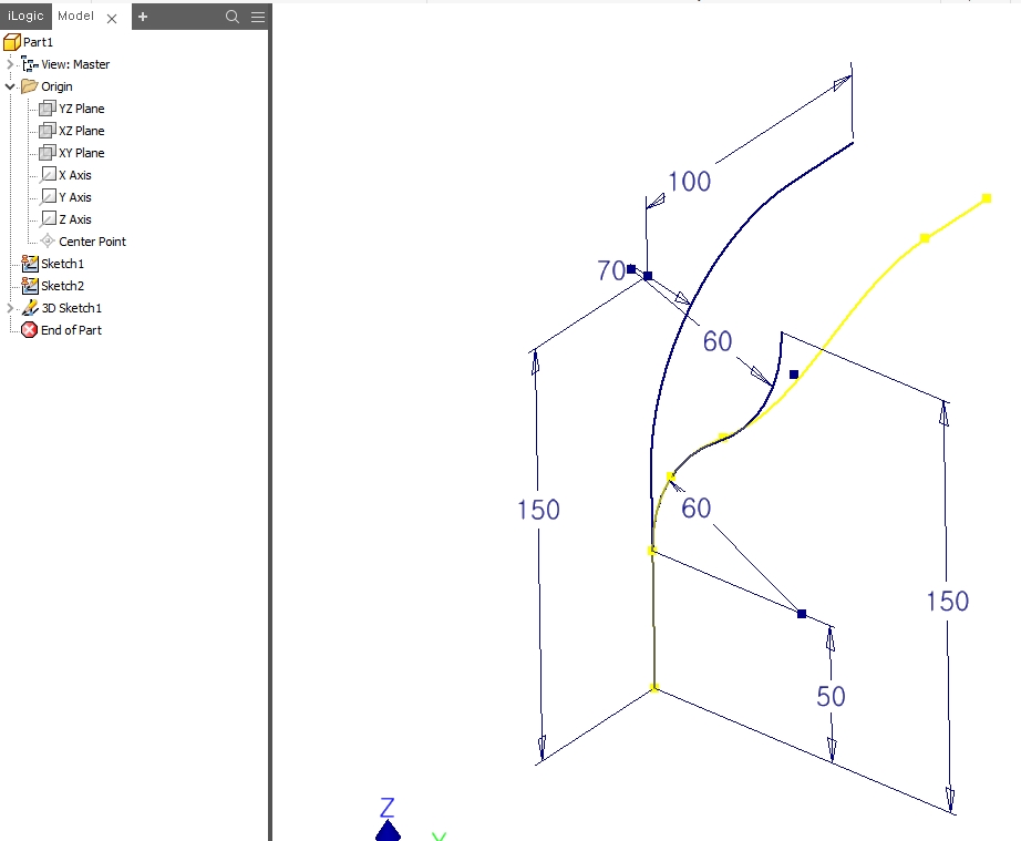 Modeling A Pipe That Bends In 2 Directions How Autodesk Inventor