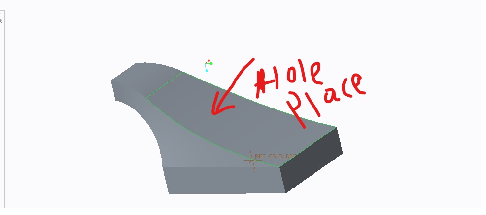 how can i place hole on rounded edge (filleted edge) in PTC CREO ...