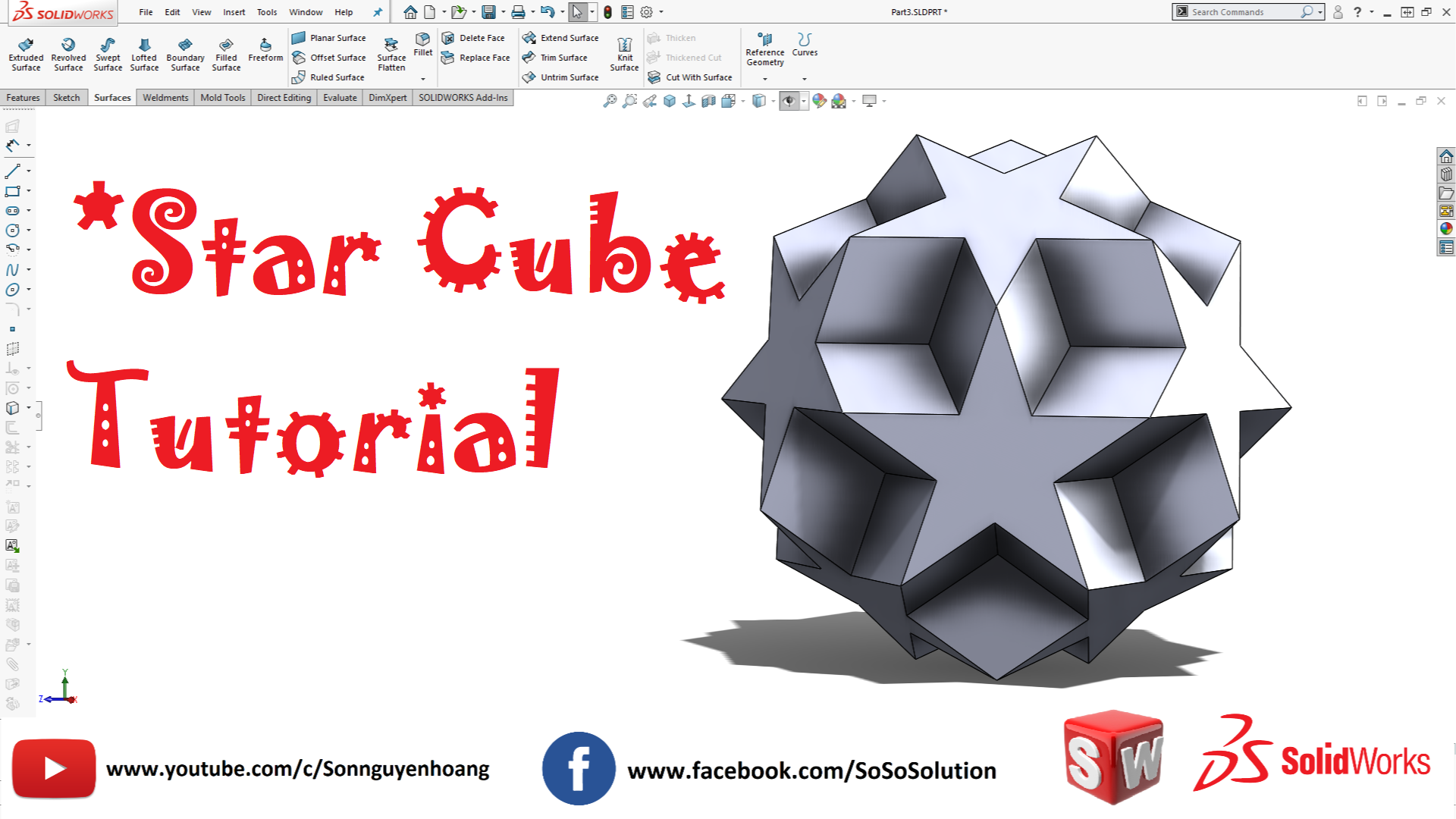 [Tutorial] SOLIWORKS Star Pattern cube | SolidWorks Tutorials on Demand | GrabCAD Groups