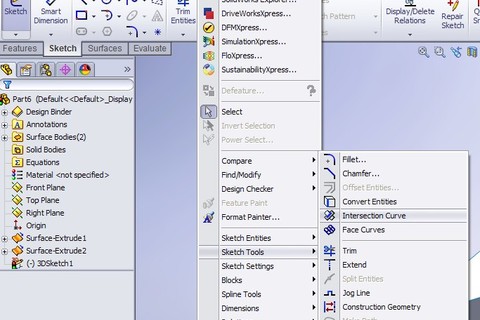 How can I create an intersection curve in SW? - GrabCAD