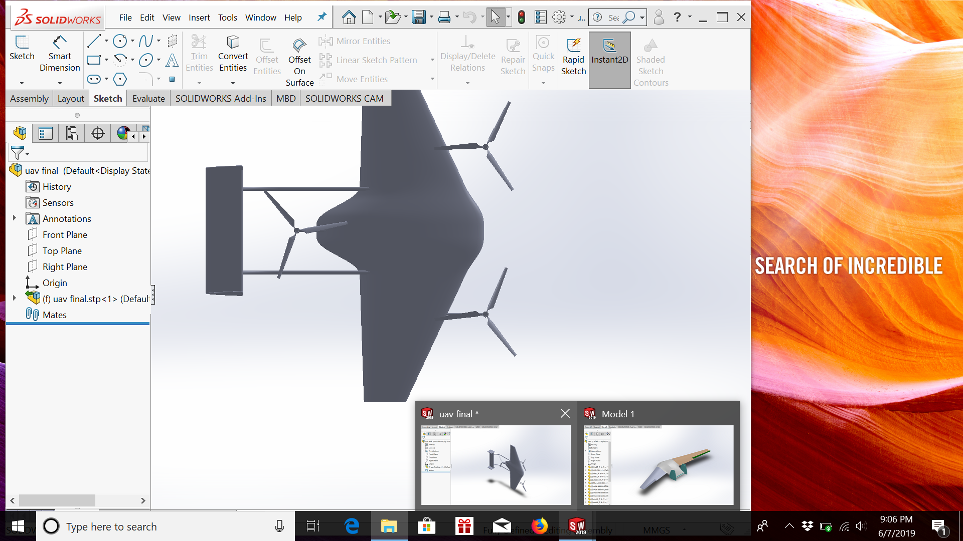 Tilt Rotor Ticopter Flying Wing | SOLIDWORKS Design & Help | GrabCAD Groups