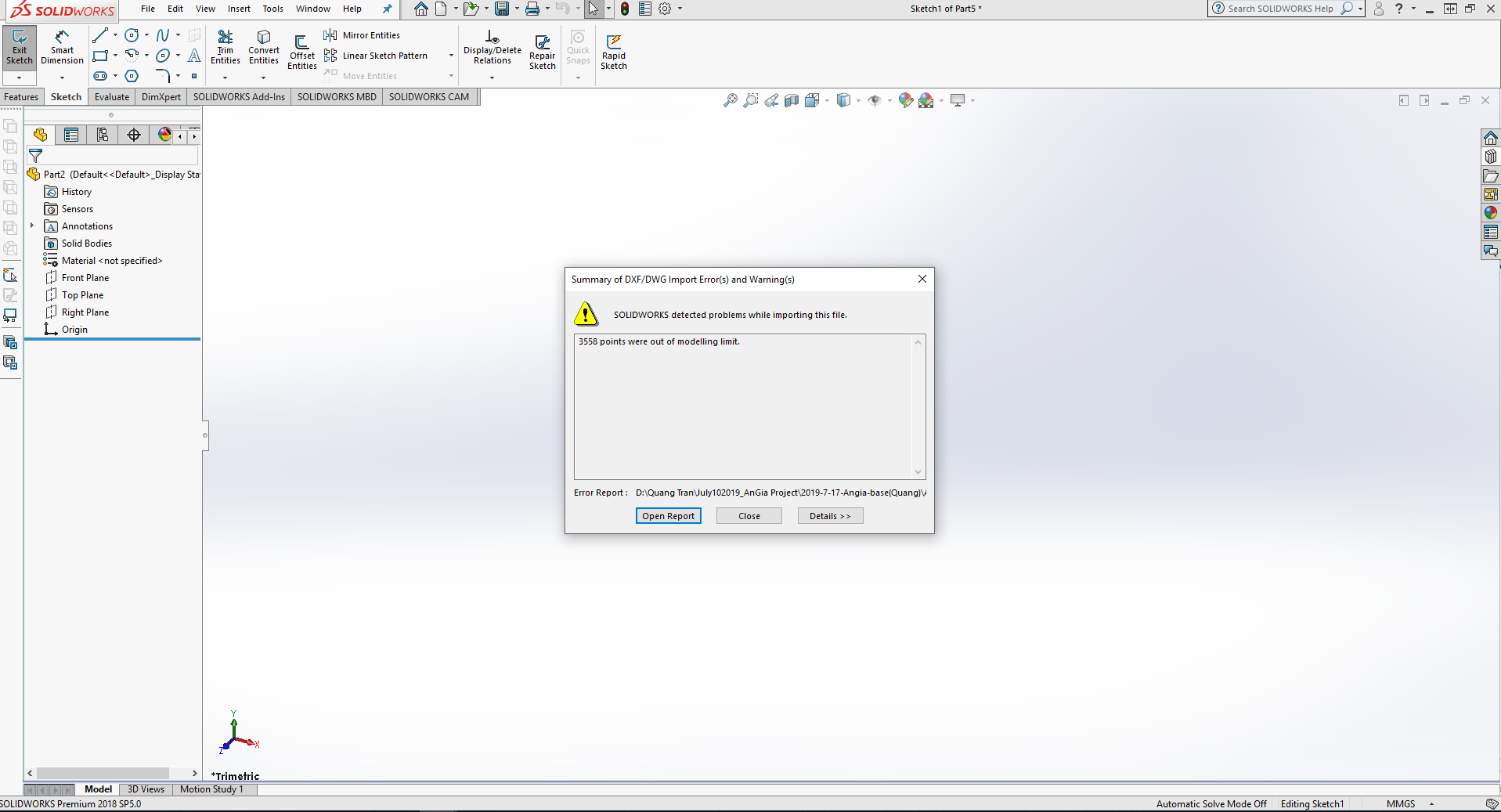 I don't open Autocad 2D drawing in Solidworks. | GrabCAD Groups
