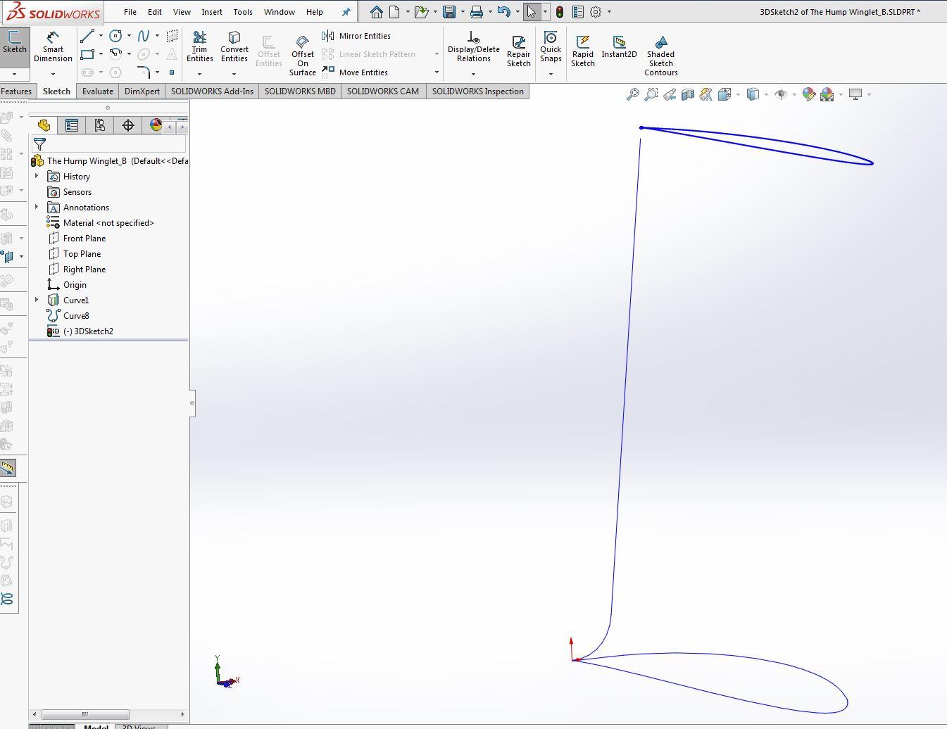 Blended winglet - loft problems | SOLIDWORKS Design & Help | GrabCAD Groups