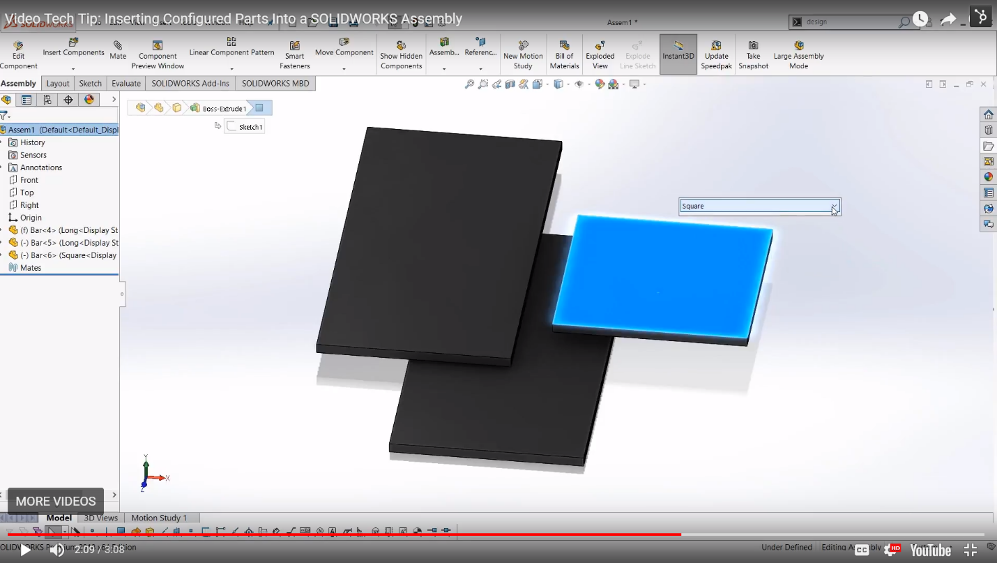Inserting Configured Parts In Solidworks Assembly Grabcad Tutorials