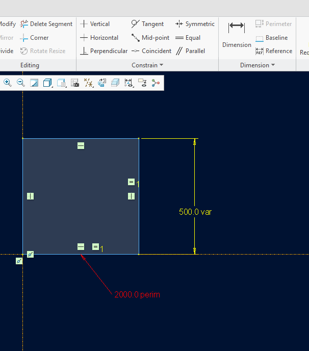 How to give Perimeter dimension in CREO SKETCH ?? | GrabCAD Questions