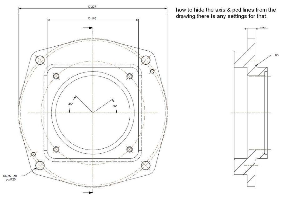 How to hide or remove the pcd & axis lines from the drawing? proe 5 ...
