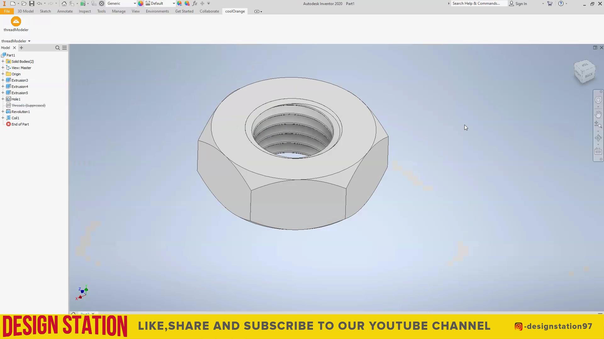 Creating an actual thread in Autodesk Inventor 2020 [The thread option ...