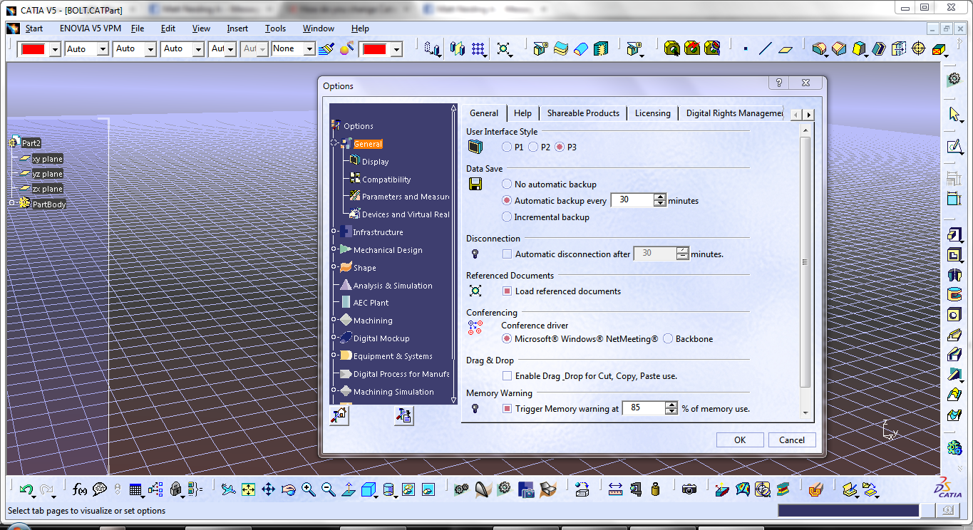 How do you change Catia V5 P3 platform back to P2? | GrabCAD Questions