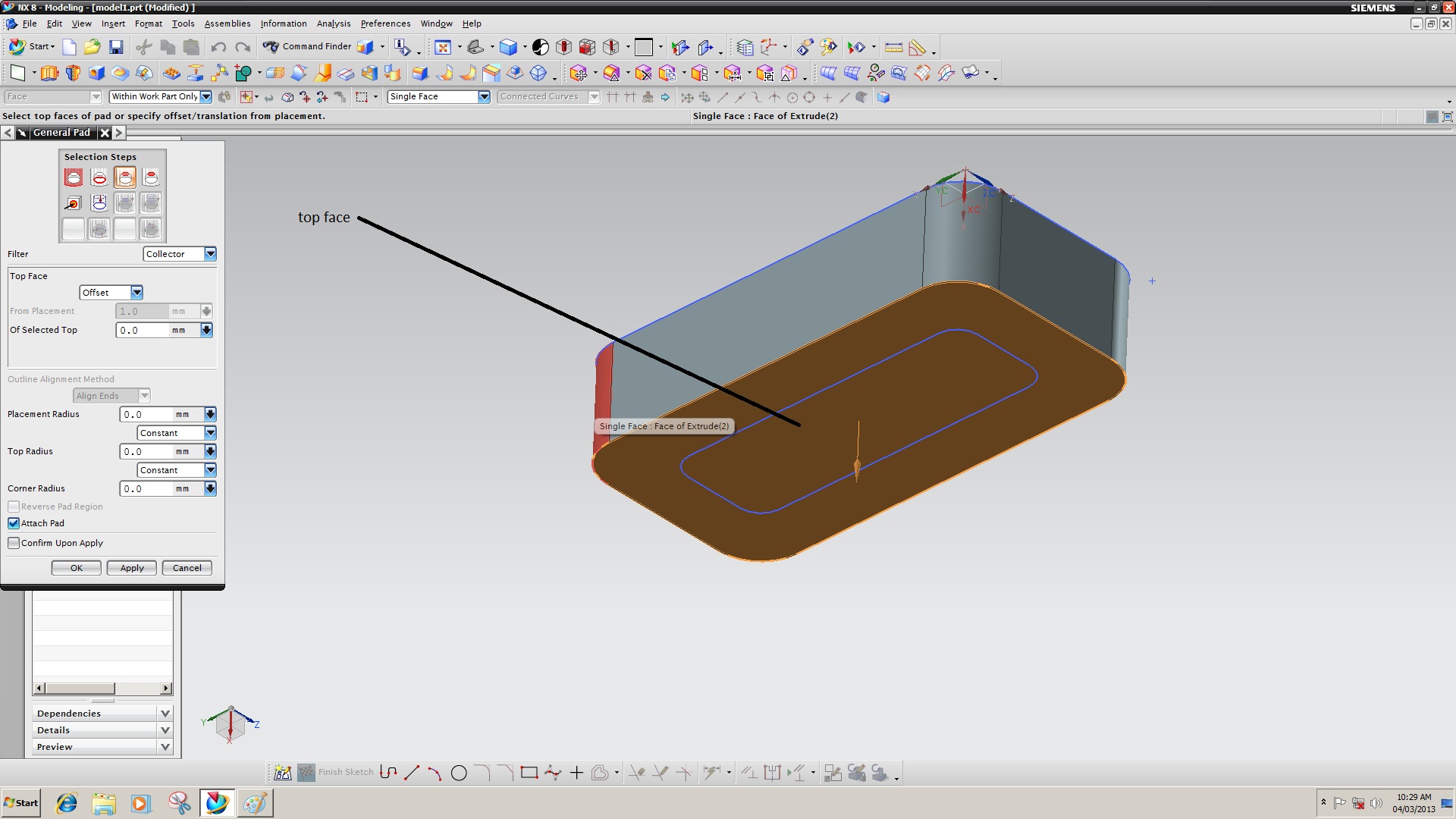 how to draw general pad and pocket in nx cad? | GrabCAD Questions