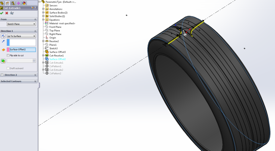 Tutorial How To Model A Variable Dimension Driven Car Tire In Solidworks 2013 Grabcad