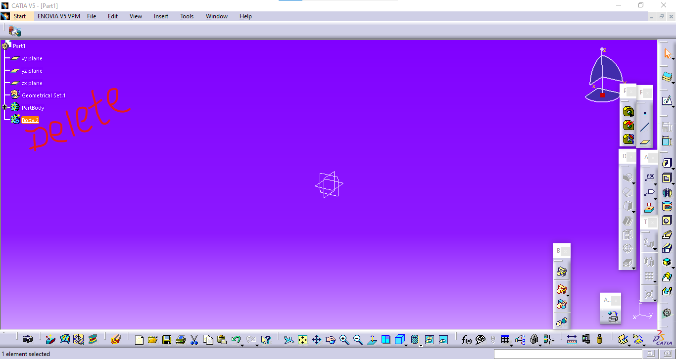 I am facing issue in catia v5 to add a part body | GrabCAD Questions