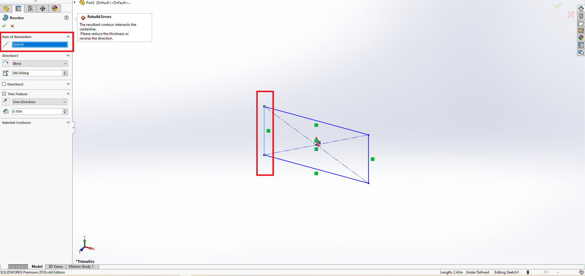 Resultant contour intersects the center-line | GrabCAD Questions