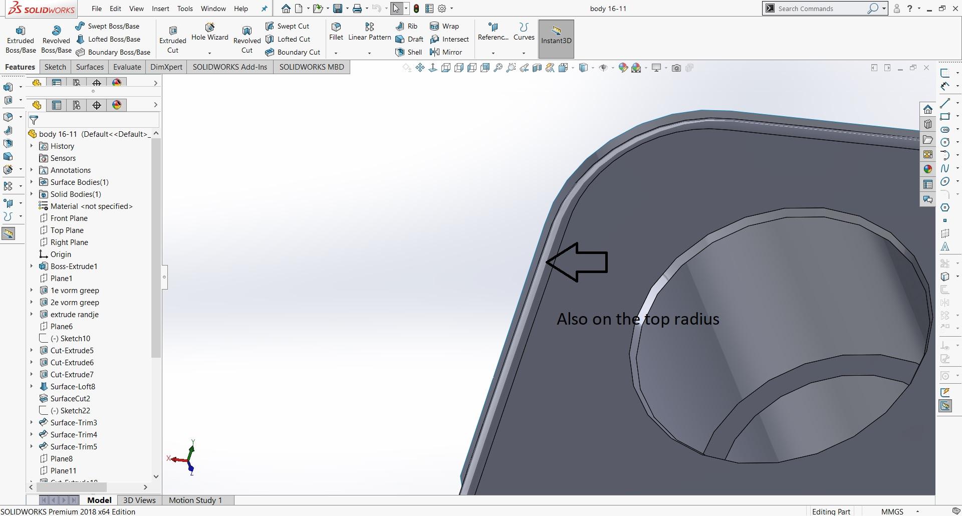 Loft cut on outside of complex body not possible | GrabCAD Questions