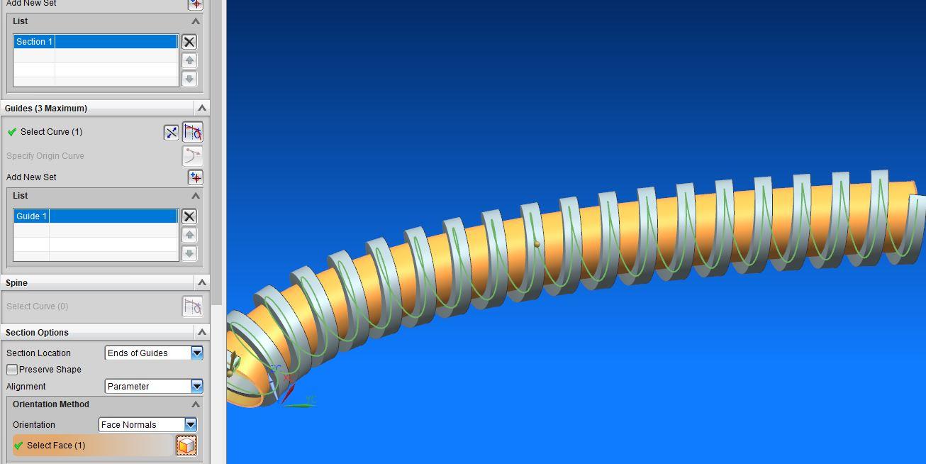 How can I create a non-circular section spring along non-linear shaped ...