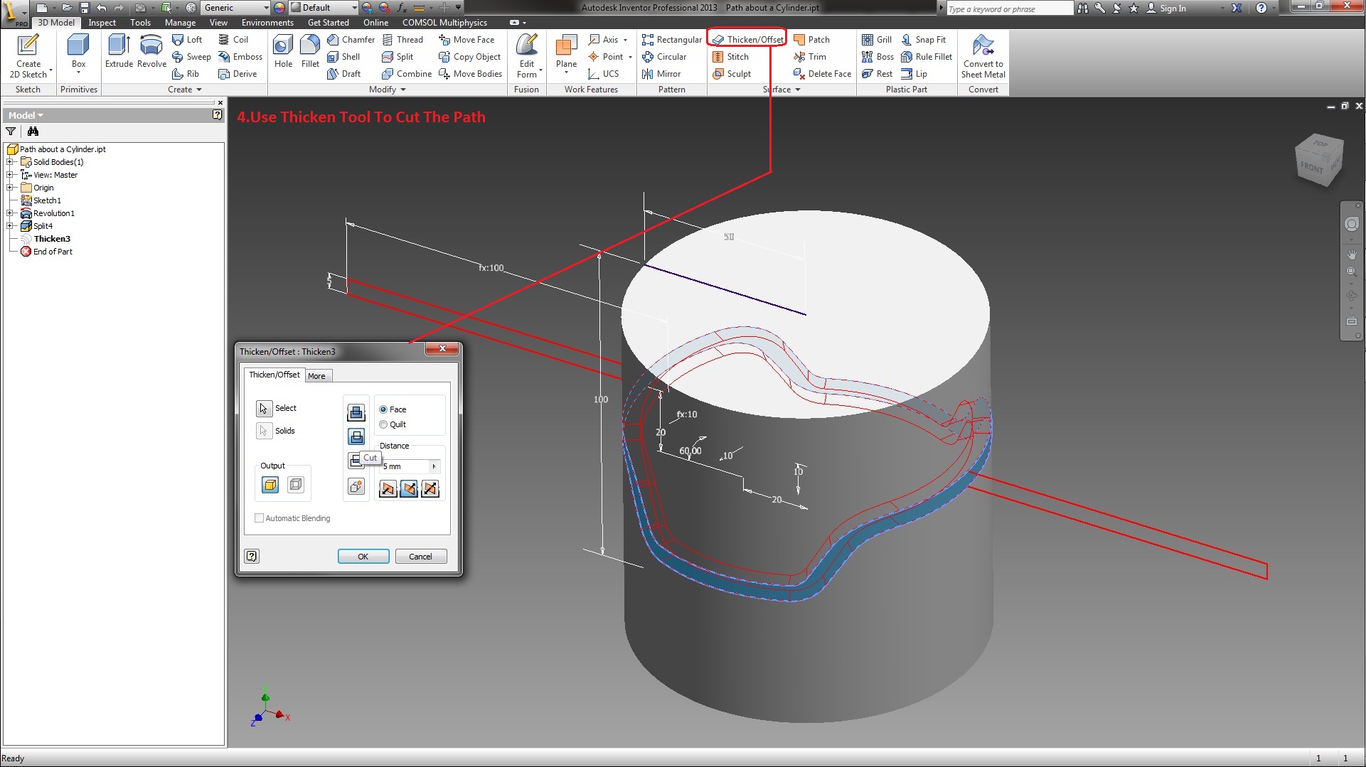 How to make 3D model of cilinder with curve duct | GrabCAD Tutorials