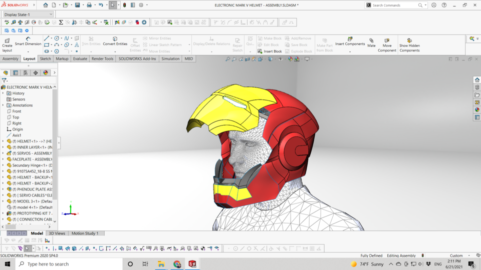 Electronic Iron Man Helmet | SOLIDWORKS Design & Help | GrabCAD Groups