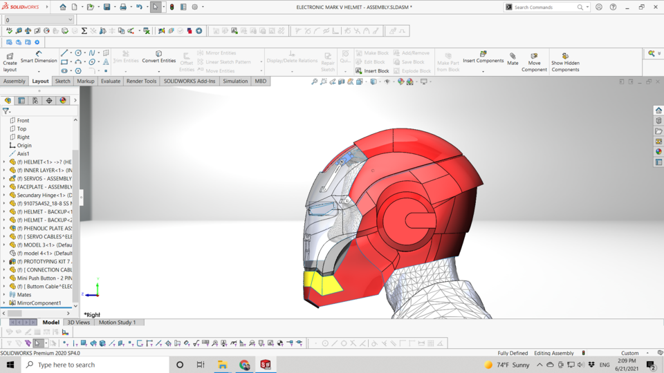 Electronic Iron Man Helmet | SOLIDWORKS Design & Help | GrabCAD Groups