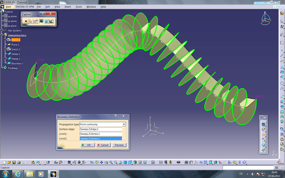 Tutorial: How to get a helix on a spline/curve/polyline in Catia V5 - GrabCAD