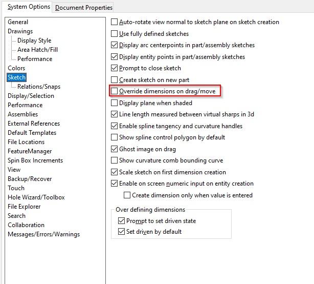 Smart Dimension has stopped doing the preview (so that I can get it to ...