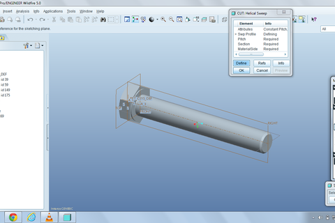 How to use helical sweep cut to make threads in Pro-E\Creo ?? - GrabCAD