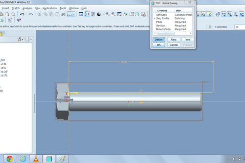 How to use helical sweep cut to make threads in Pro-E\Creo ?? - GrabCAD