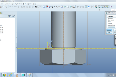 How to use helical sweep cut to make threads in Pro-E\Creo ?? - GrabCAD