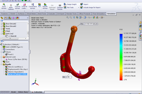 Tutorial: How to calculate stress in Z direction of hanger usin solidworks simulation? - GrabCAD