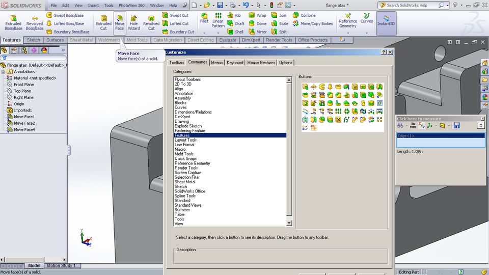 Tutorial: Using the Move Face command in SolidWorks. - GrabCAD