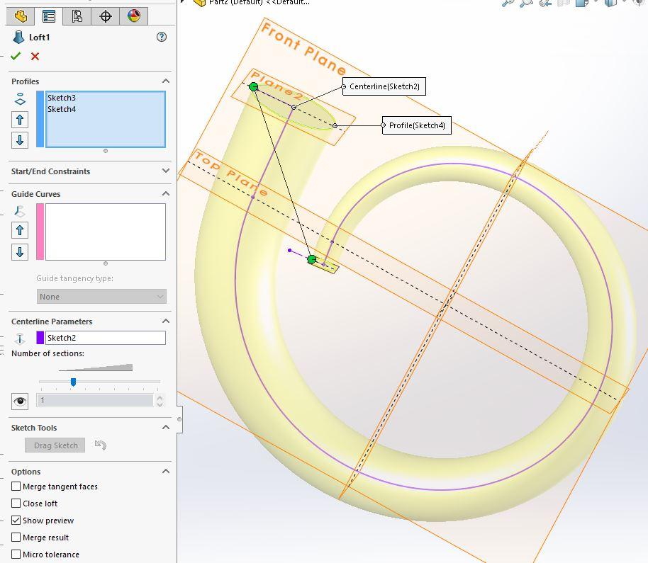 Possible To Do A Loft Feature With A Spiral Guide Curve Grabcad
