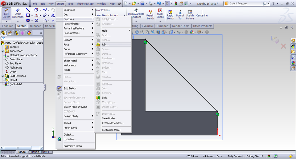 Tutorial - Rib feature in SolidWorks? - GrabCAD