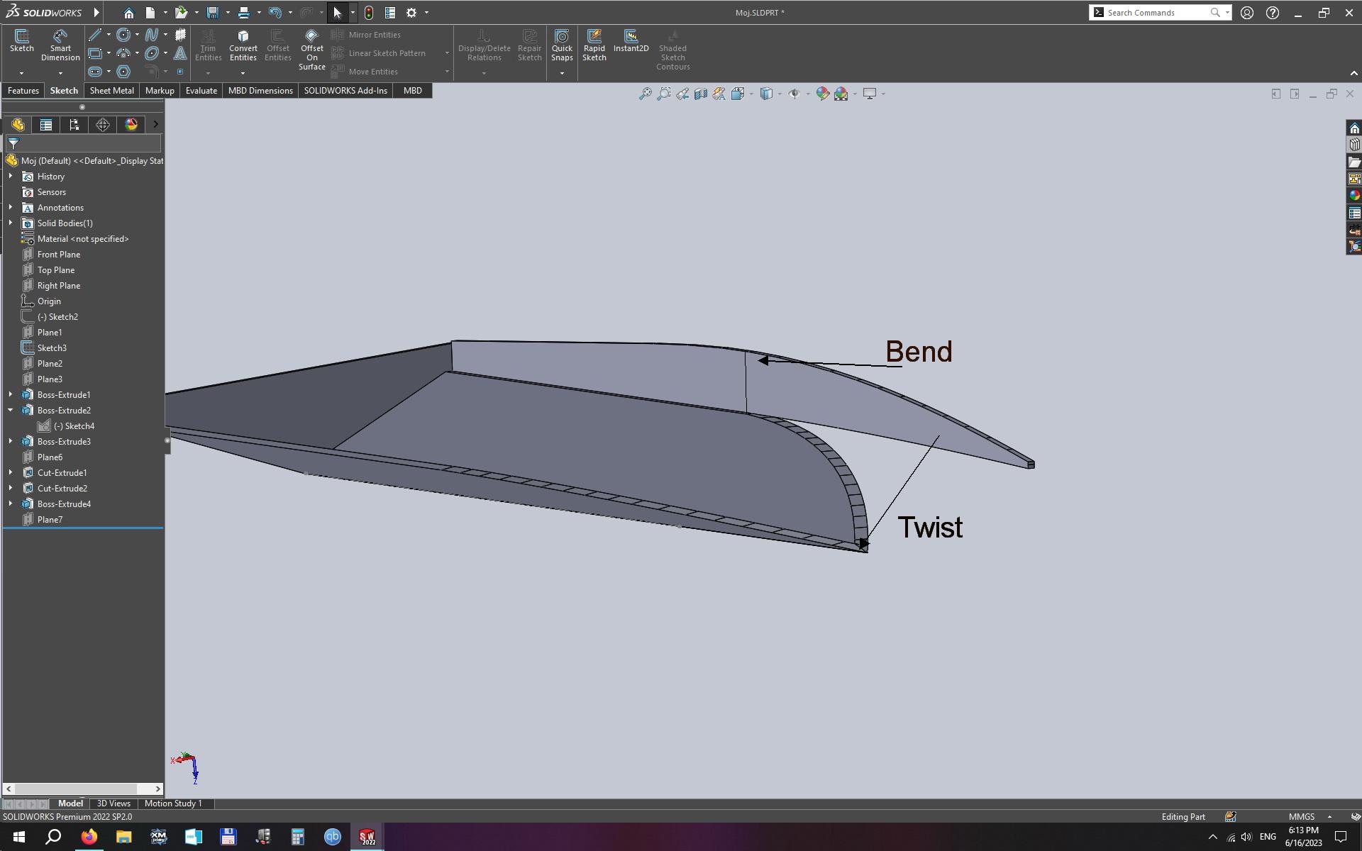 SW how do i bend/curve this? | GrabCAD Questions
