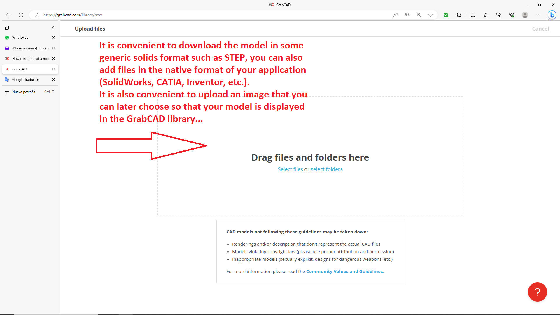 How Can I Upload A Model In Grabcad Julio Herrera Grabcad Questions