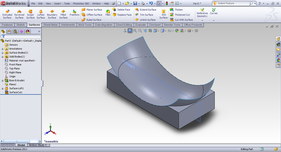 Tutorial - Using cut with surface feature in SolidWorks? - GrabCAD