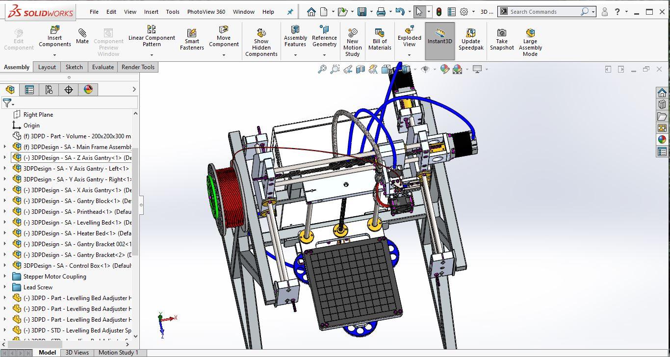 besoin de faire animation dans solidworks ; une imprimante que jai telecharger ici dans Grabcad ...