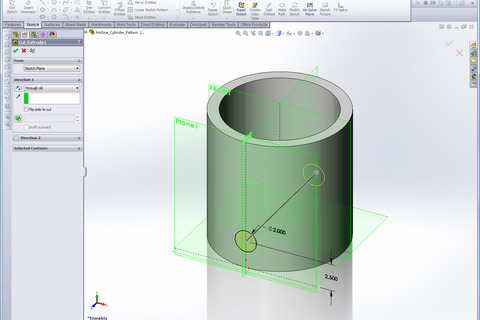How to cut holes throughout the curved surface of a cylinder? - GrabCAD