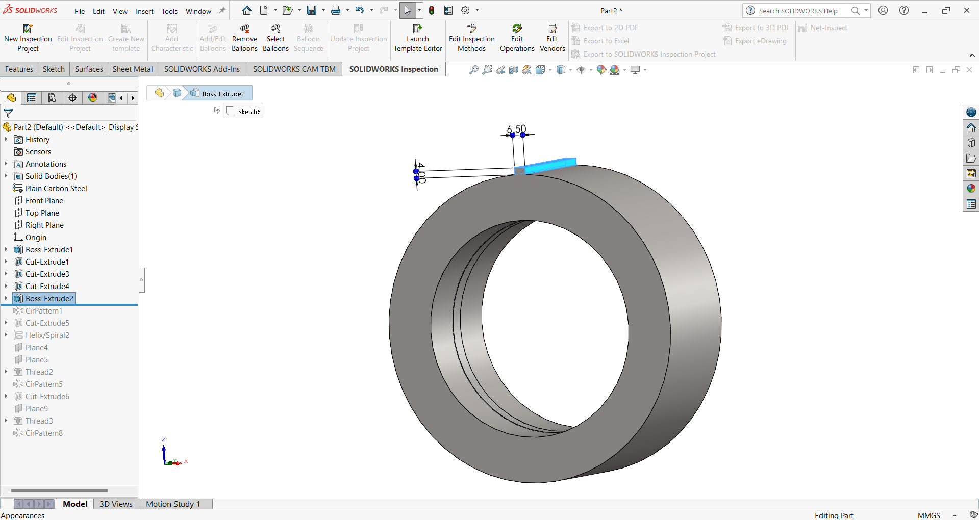 Helical Gear (Flat teeth) | GrabCAD Tutorials