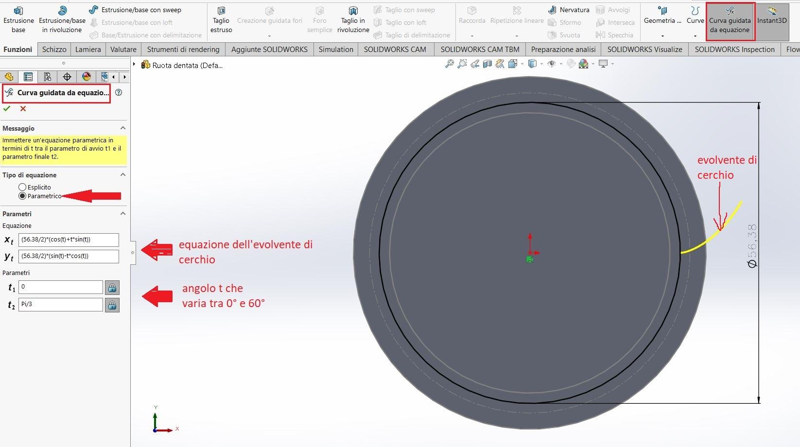 Ruota dentata con profilo ad evolvente di cerchio | GrabCAD Tutorials