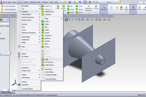 Tutorial - Splitting part into assembly in SolidWorks? - GrabCAD