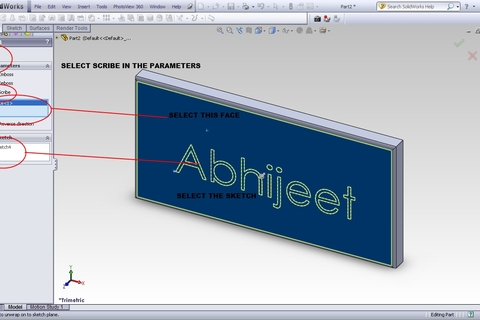 Tutorial: Scribing/ Embossing a text on a surface in Solidworks. - GrabCAD