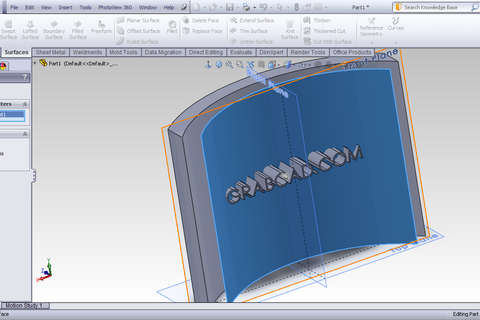 Tutorial - Using surface cut feature for bossing text in SolidWorks? - GrabCAD